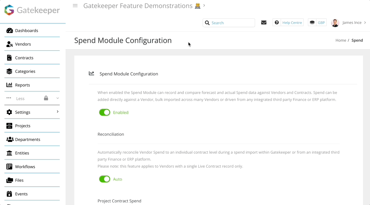 Spend Module Configuration Guide