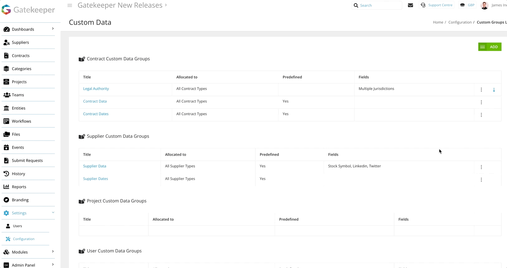 Configure Custom Data