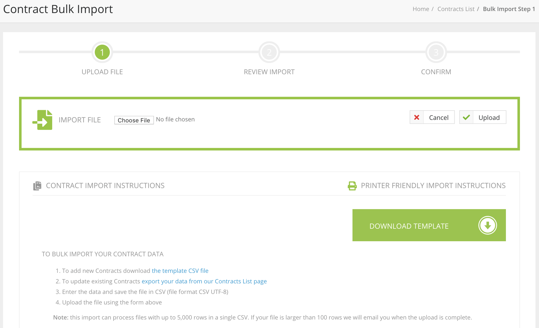 Contract Data - Bulk Import & Export