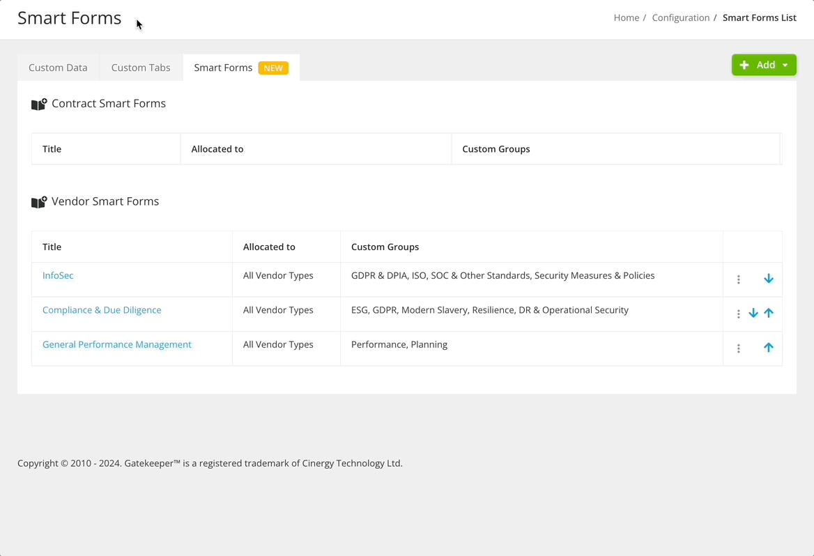 Configure Smart Forms