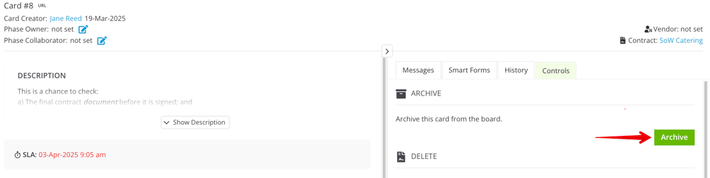 Archive a Workflow Card