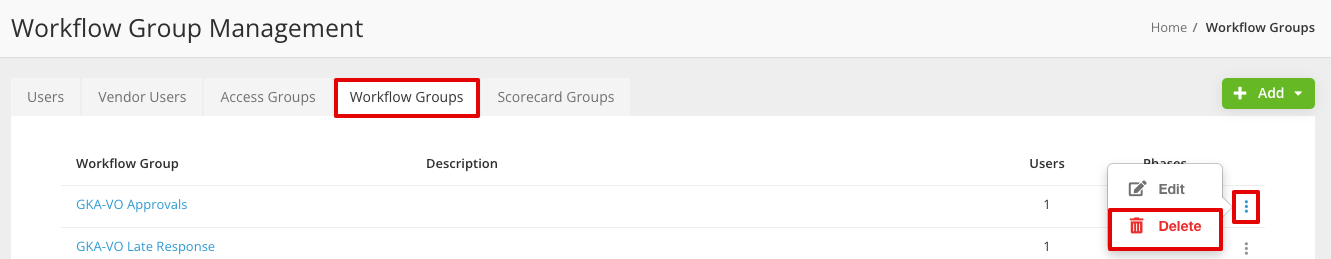 Manage Workflow Groups