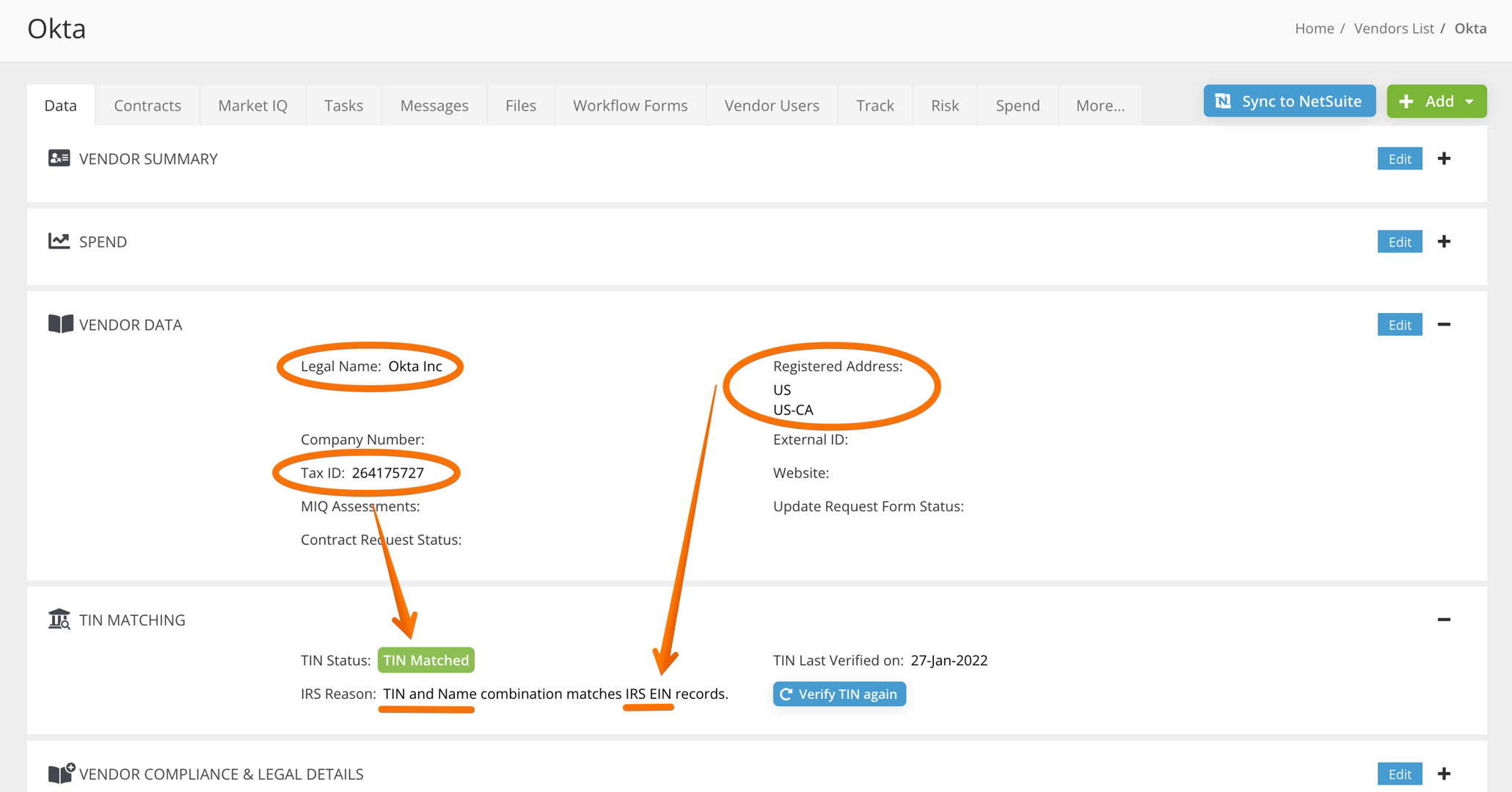 Tax ID Number Matching