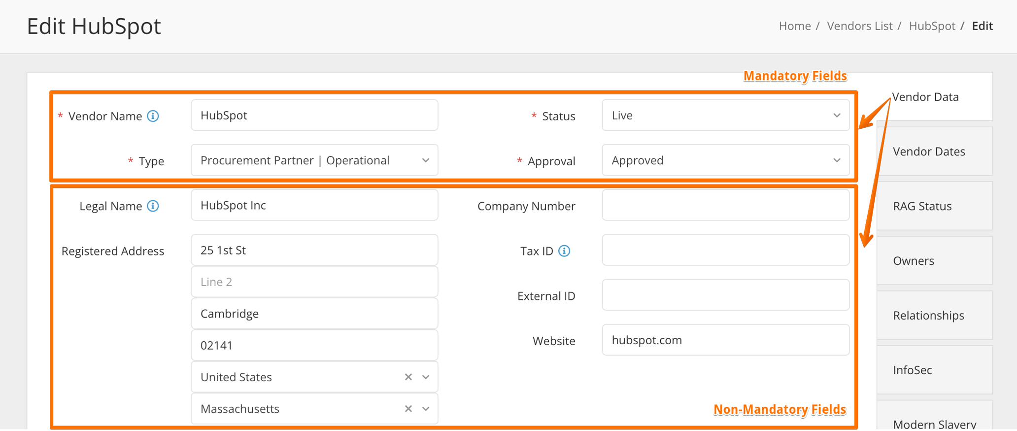 Add a Vendor via the User Interface