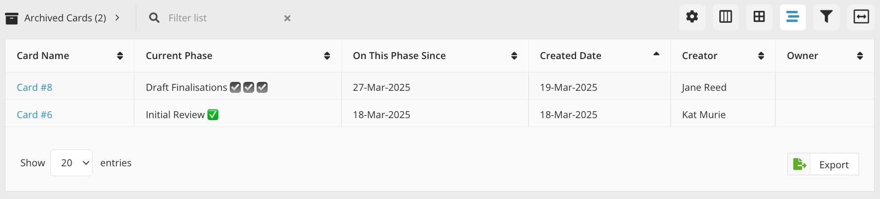 Archive a Workflow Card