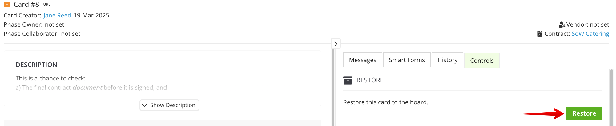 Archive a Workflow Card